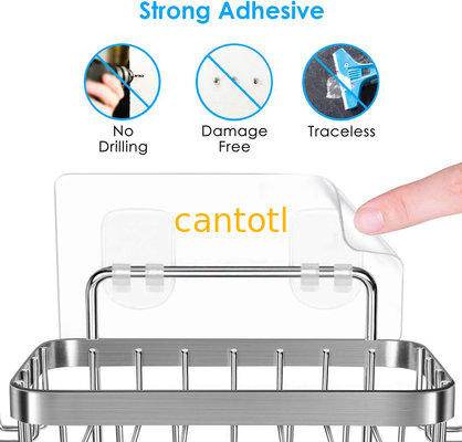 Wall Mounted Square Strong Adhesive Hanging Soap Dish Stainless Steel Soap Basket for Toilet