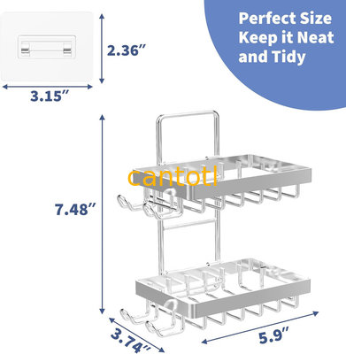 No Drilling Rustproof Stainless Steel Silver Double Soap Bar Holder for Shower