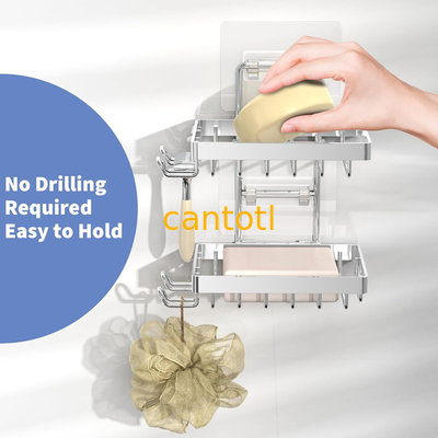 No Drilling Rustproof Stainless Steel Silver Double Soap Bar Holder for Shower