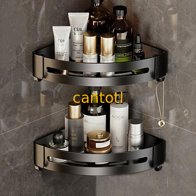 Black Wall Mounted Rustproof Corner Bathroom Shelf Corner Shower Caddy Basket Storage Bathshelf Organizer