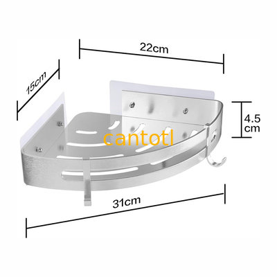Strong Adhesive Shower Caddy with Hooks for Brushes and Sponges