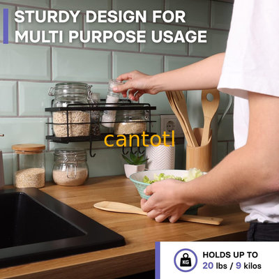 Scratch Resistant Stainless Steel Multifunctional Hooks Adhesive Shower Organizer for Kitchen and Bathroom
