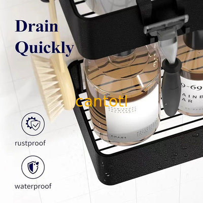 Drill-Free Rustproof Adhesive Shower Organizer Stainless Steel Shower Rack for Inside Shower