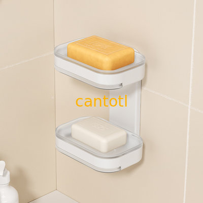 No Drilling Strong Adhesive Plastic Shower Caddy Soap Holder for Bathroom and Kitchen