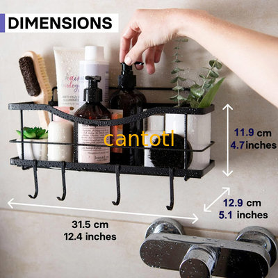 Scratch Resistant Stainless Steel Multifunctional Hooks Adhesive Shower Organizer for Kitchen and Bathroom