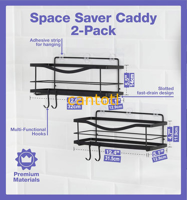 Oxidation Resistant Versatile Strong Adhesive Hanging Modern Shower Caddy