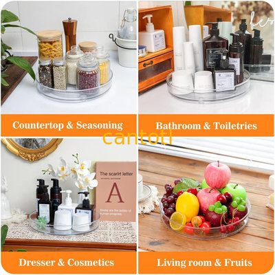 Small Round Dining Turntable Lazy Susan Rotating Spice Rack for Bathroom, Kitchen and Living Room