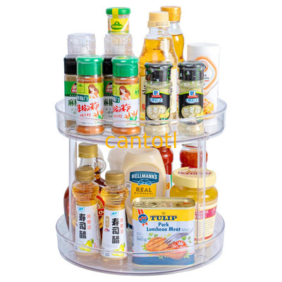 Save Space Transparent Spice Rack Organizer Countertop Spice Display Rack Plastic Lazy Susan