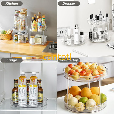 Save Space Transparent Spice Rack Organizer Countertop Spice Display Rack Plastic Lazy Susan