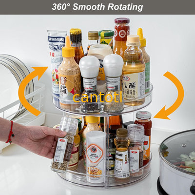 Save Space Transparent Spice Rack Organizer Countertop Spice Display Rack Plastic Lazy Susan