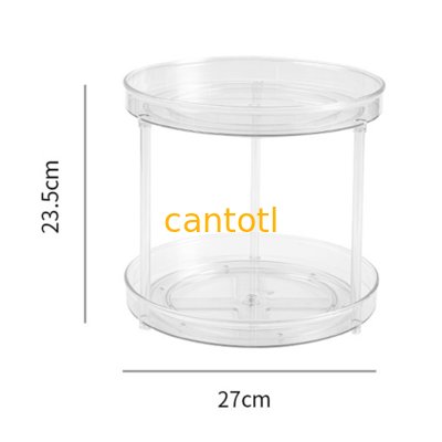 2 Tier Durable Transparent Removable Tray Lazy Susan Countertop Spice Display Rack