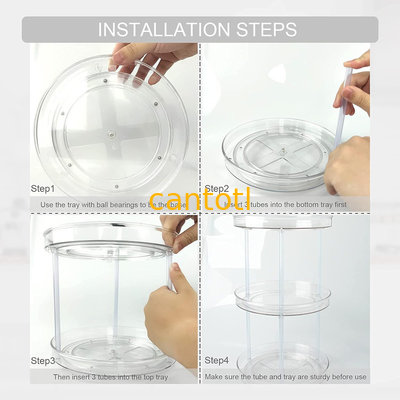 3 Tier Clear 360 Rotating Lazy Susan Tray Countertop Spice Display Rack