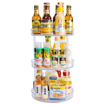 3 Tier Clear 360 Rotating Lazy Susan Tray Countertop Spice Display Rack