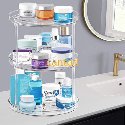 3 Tier Clear 360 Rotating Lazy Susan Tray Countertop Spice Display Rack