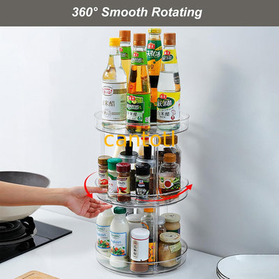3 Tier Clear 360 Rotating Lazy Susan Tray Countertop Spice Display Rack