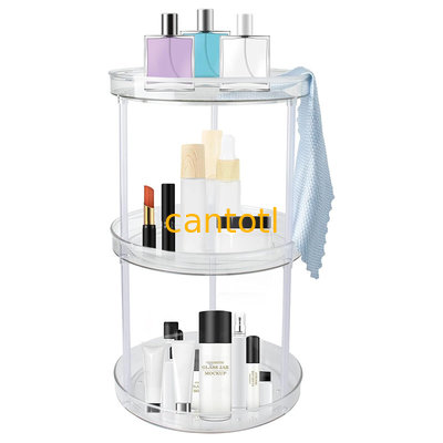 3 Tier Transparent Easy to Assemble Turntable Lazy Susan Cosmetic Makeup Organizers