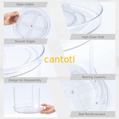 3 Tier Transparent Easy to Assemble Turntable Lazy Susan Cosmetic Makeup Organizers
