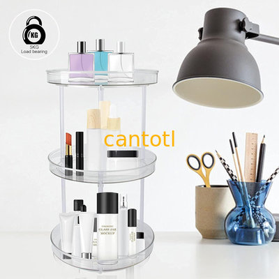 3 Tier Transparent Easy to Assemble Turntable Lazy Susan Cosmetic Makeup Organizers