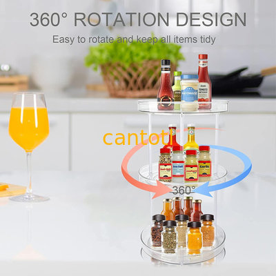 3 Tier Transparent Easy to Assemble Turntable Lazy Susan Cosmetic Makeup Organizers