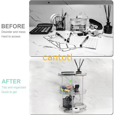 3 Tier Transparent Easy to Assemble Turntable Lazy Susan Cosmetic Makeup Organizers