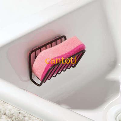 Anti-Rust Drain Design Kitchen Sink Suction Cup Sponge Caddy Sponge Holder for Sponges, Scrubbers and Soap