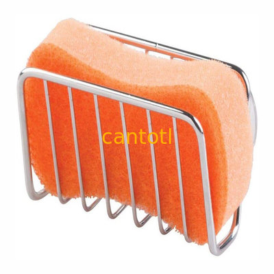 Anti-Rust Drain Design Kitchen Sink Suction Cup Sponge Caddy Sponge Holder for Sponges, Scrubbers and Soap