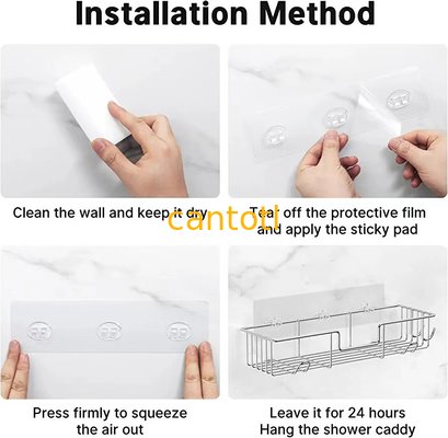 No Drilling Adhesive Rustproof Stainless Steel Shower Organizer for Bathroom