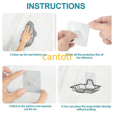 No Drilling Wall Mounted 304 Rustproof Stainless Steel Square Soap Dish Holder for Bathroom and Kitchen