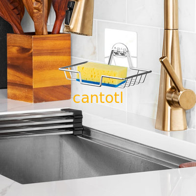 No Drilling Wall Mounted 304 Rustproof Stainless Steel Square Soap Dish Holder for Bathroom and Kitchen