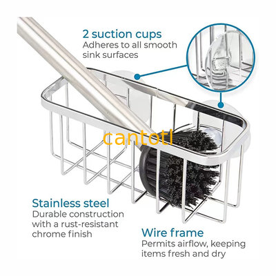 Rust-resistant Sturdy Kitchen Sink Caddy Sponge Holder for Sponges, Scrubbers and Soap