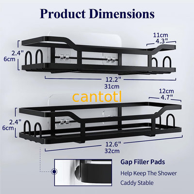 No Drilling Rustproof Stainless Steel Shower Organizer with 8 Hooks for Inside Shower