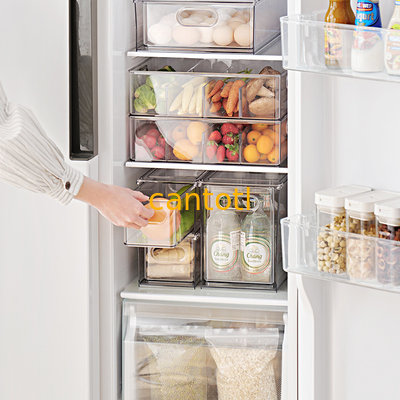 Transparent Various Designs Freezer Bins Refrigerator Organizer Drawer Storage Box with Handle