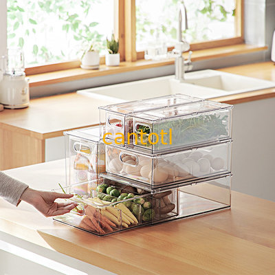Transparent Various Designs Freezer Bins Refrigerator Organizer Drawer Storage Box with Handle