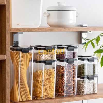 Space Saver Stackable Clear PET Airtight Bulk Food Storage Containers Plastic Sealed Jar