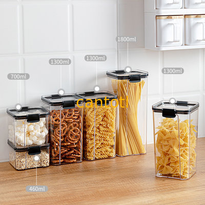 Space Saver Stackable Clear PET Airtight Bulk Food Storage Containers Plastic Sealed Jar