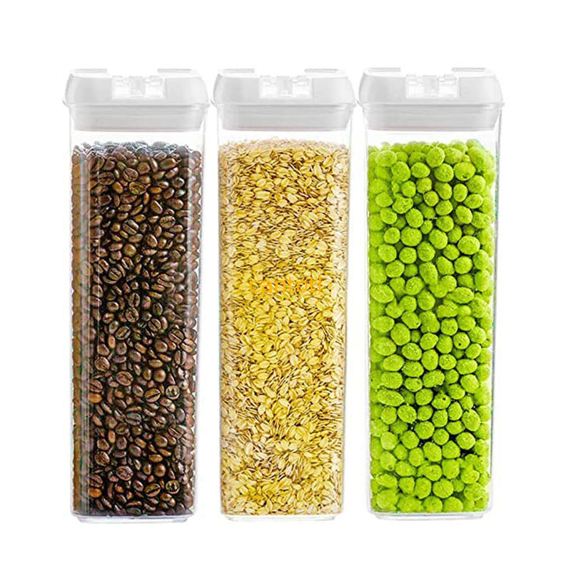 Eco-Friendly BPA Free 3 Piece 1.9L Set Plastic Airtight Food Storage Container with Easy Lock Lids