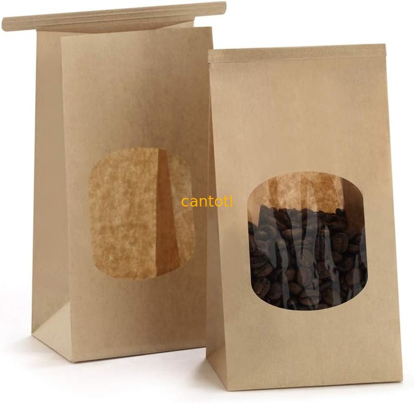 Bakery Bags with Window Kraft Paper Bags Tin Tie Tab Lock Bags Window Bags Cookie Bags Coffee Bags Treat Bags