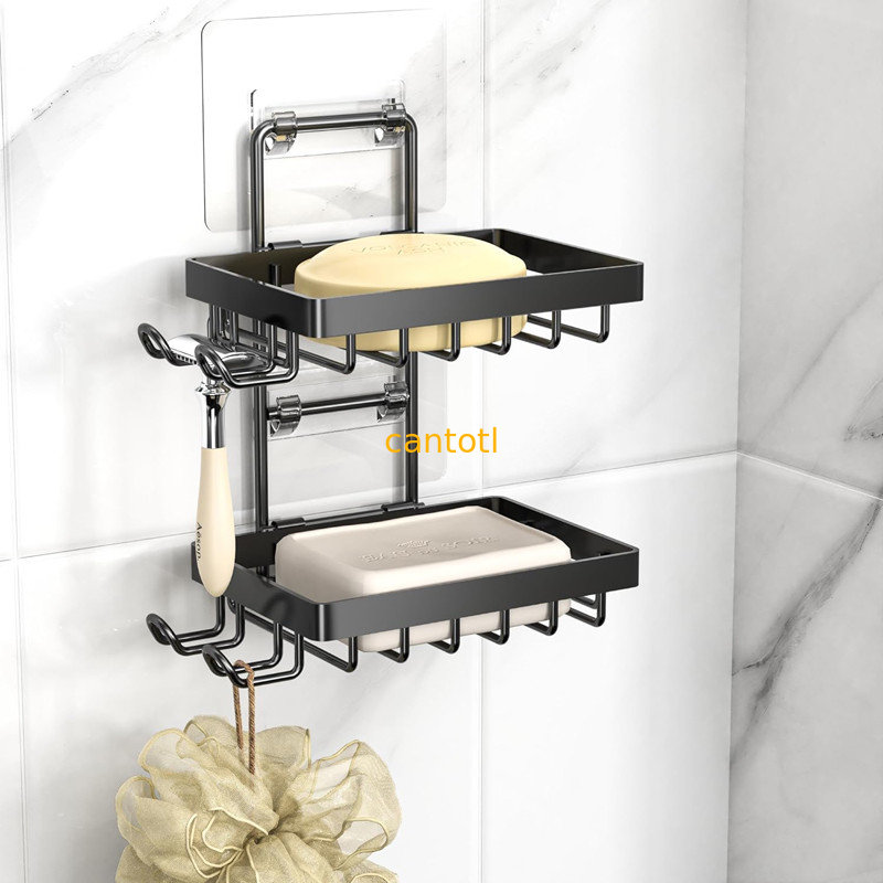 No Drilling Wall Mounted Stainless Steel Double Soap Bar Holder for Shower and Kitchen