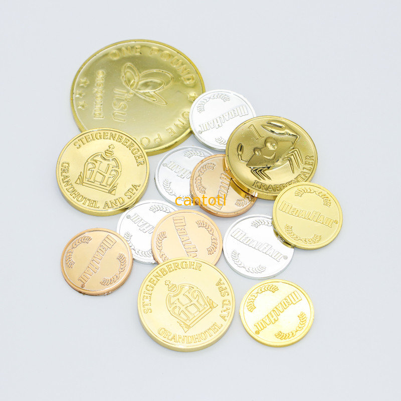 Logo Custom Color Printed Plastic Game Coins Tokens Plastic Trolly Coins