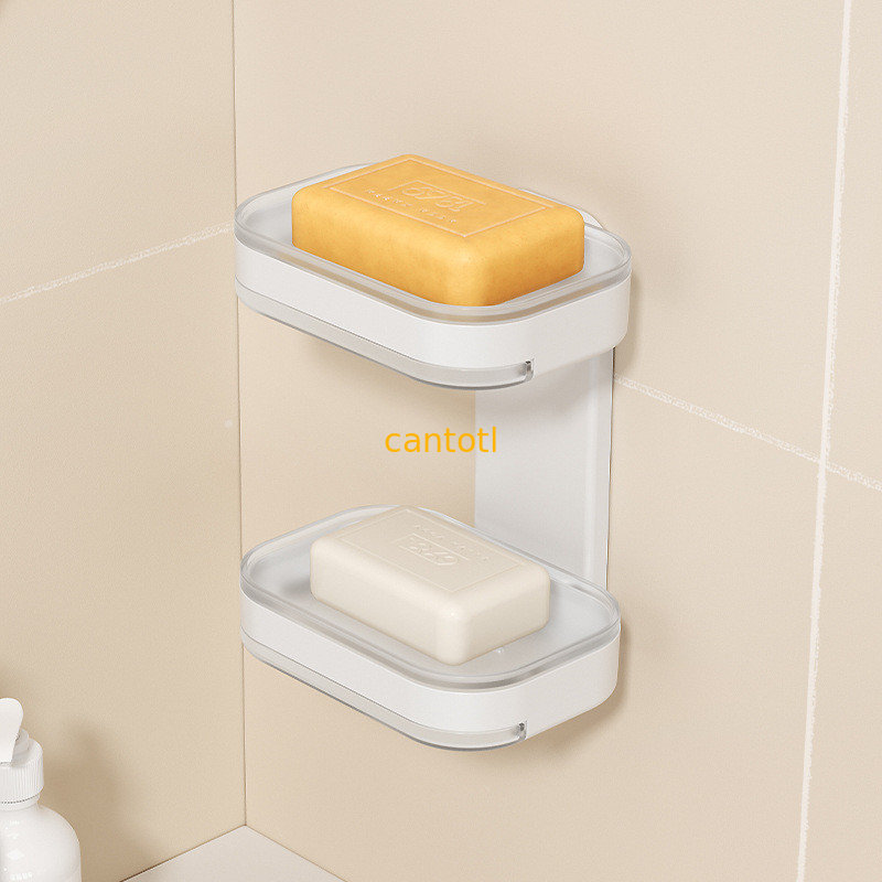 No Drilling Strong Adhesive Plastic Shower Caddy Soap Holder for Bathroom and Kitchen