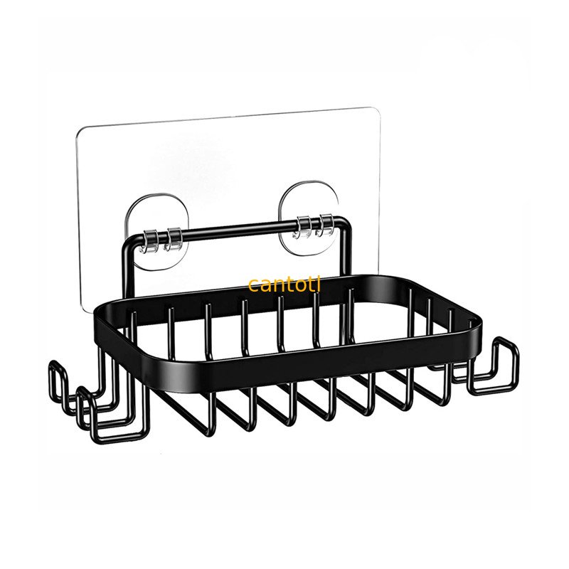 Rustproof Stainless Steel Bar Soap Holder Soap Dish Holder with Hooks for Bathroom and Kitchen