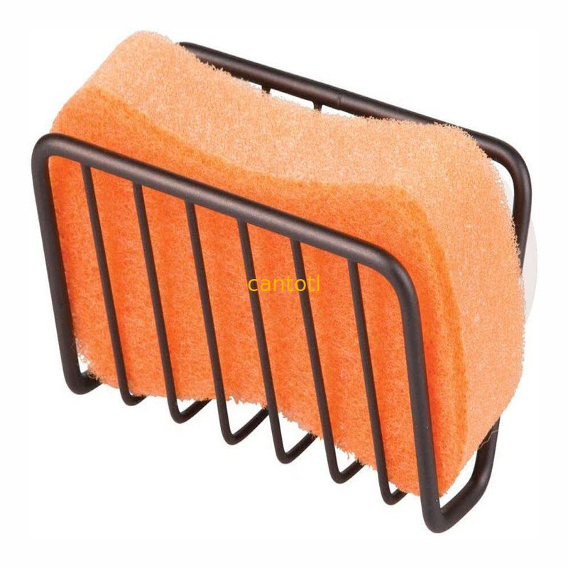 Anti-Rust Drain Design Kitchen Sink Suction Cup Sponge Caddy Sponge Holder for Sponges, Scrubbers and Soap