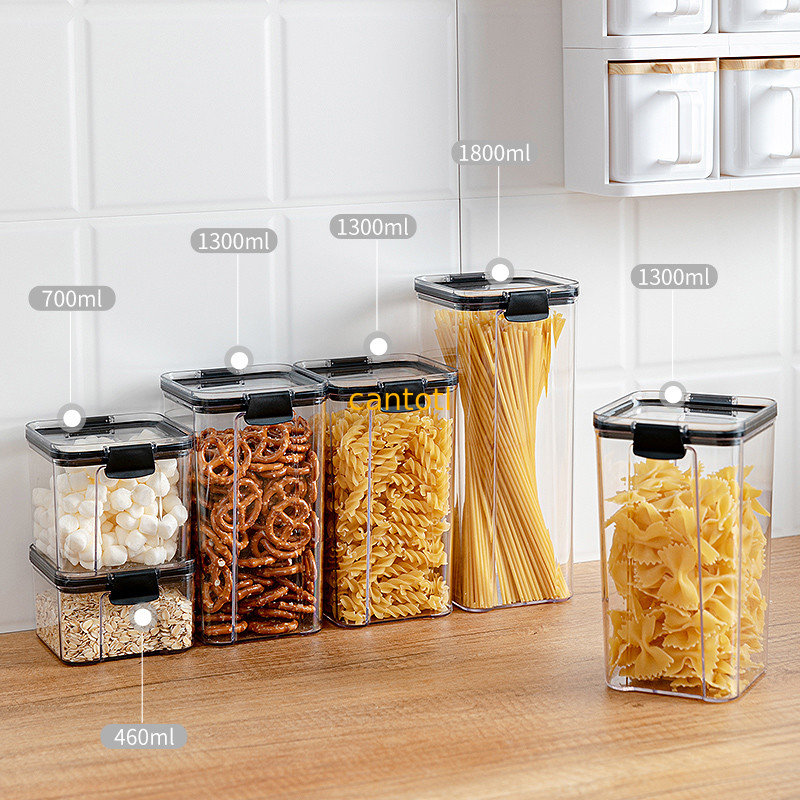 Space Saver Stackable Clear PET Airtight Bulk Food Storage Containers Plastic Sealed Jar