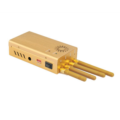4 Bands GSM 3G Wifi GPS Handheld Cellular Jammer Blocker Isolator Shield,Golden Yellow / Fan / DIP /  Leather Case supplier