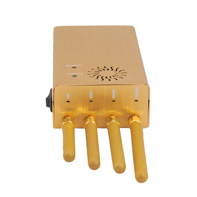 4 Bands GSM 3G Wifi GPS Handheld Cellular Jammer Blocker Isolator Shield,Golden Yellow / Fan / DIP /  Leather Case supplier
