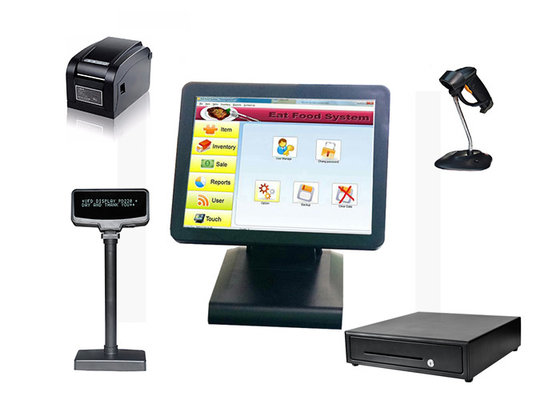 Industrial Computer Retail Pos System With Barcode Scanner Power Saving