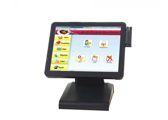 Supermarket Black POS All In One Cash Register With MSR Dust - Proof Energy Saving