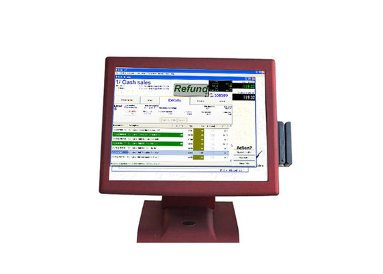Red All In One POS Touch Screen Computer Machine 15" Electronic For Retail