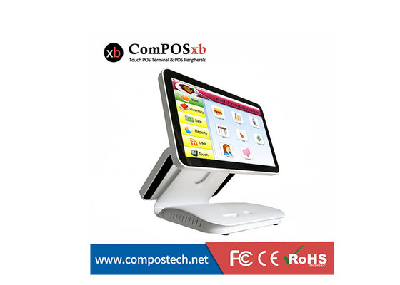 Dual POS System White Color All In One POS Terminal Touch POS System Cash Register