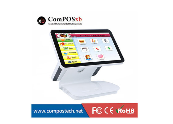 Dual POS System White Color All In One POS Terminal Touch POS System Cash Register